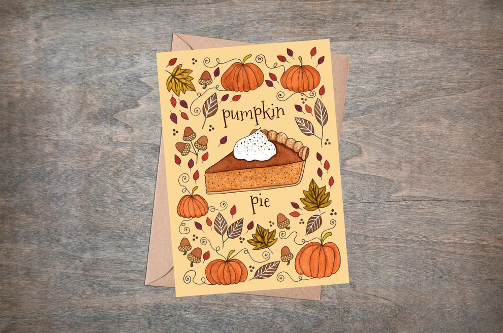 Pumpkin Pie Greetings Card & Envelope - Orange Yellow Autumn Fall Than ...